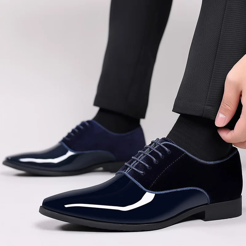 Dylan | Herren Lack-Oxford Schuhe – Samt & Glanz Kontrast-Design ...